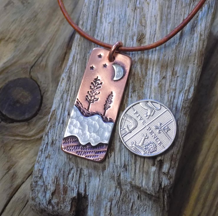 Copper and silver 'winter moon' mixed metals sc... - Folksy