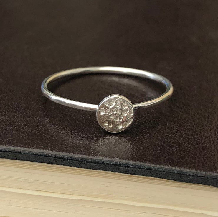 Mini Full Moon Ring, Sterling Silver Celestial ... - Folksy