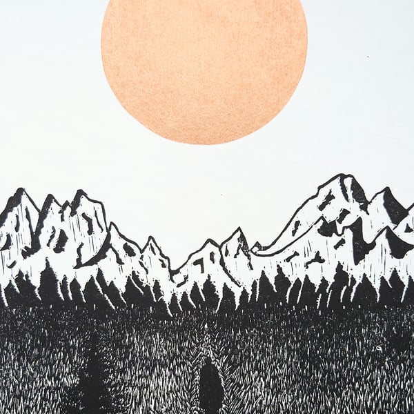 Towards the Low Sun - original linocut print - Folksy