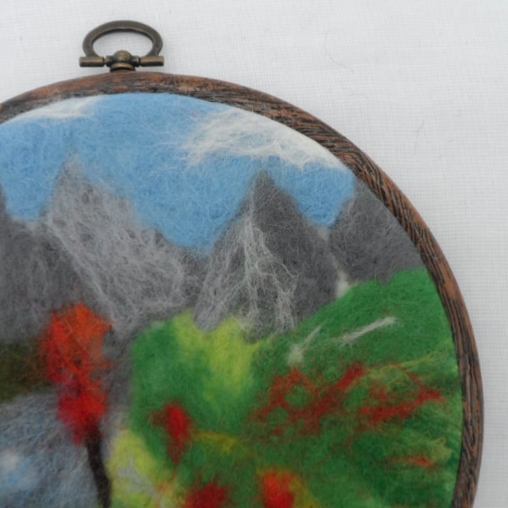 Wet felted Picture - Mountain landscape - REDUCED - Folksy