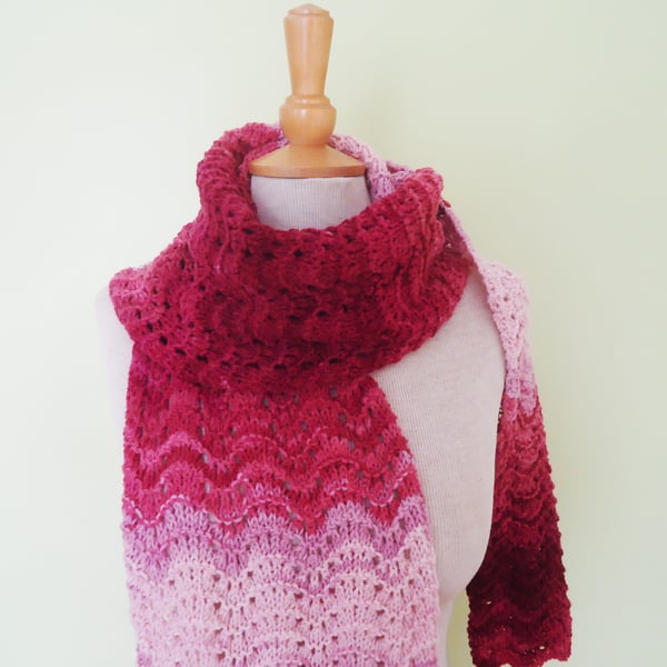 Hand Knit Extra Long Scarf, Long Lace Scarf, Mu... - Folksy