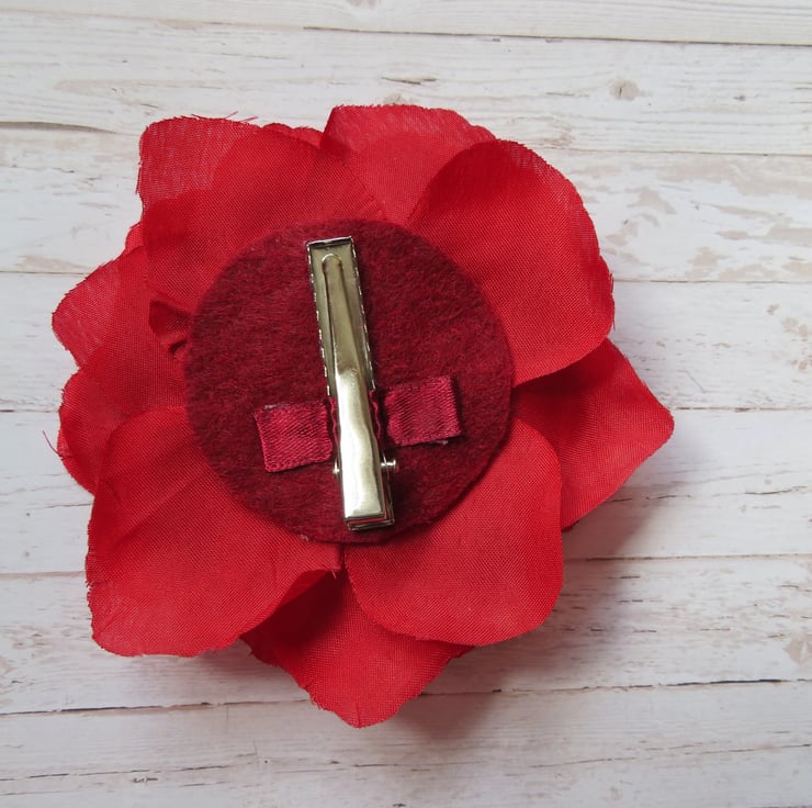 Ruby Red Steampunk Rose Flower Cogs Vintage Hai... - Folksy