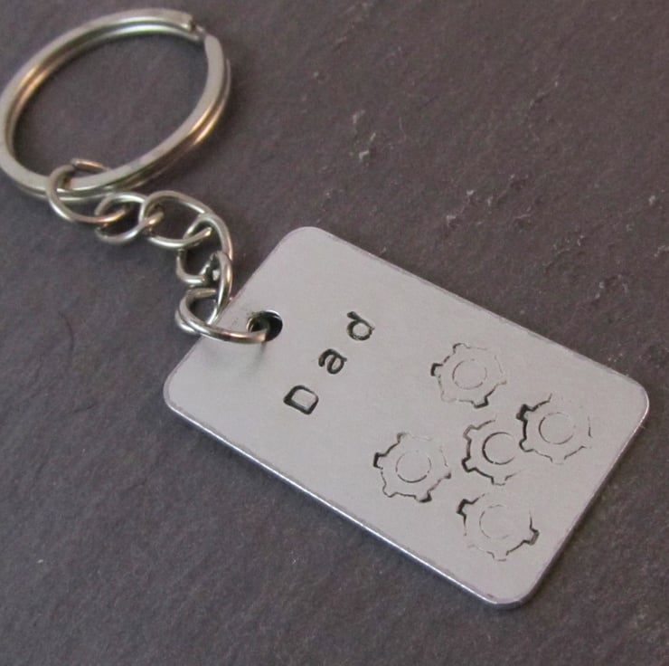 Dad Gears Keyring, Dad Steampunk Keyring, Hand ... - Folksy