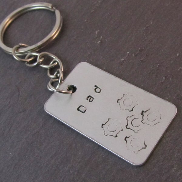 Dad Gears Keyring, Dad Steampunk Keyring, Hand ... - Folksy