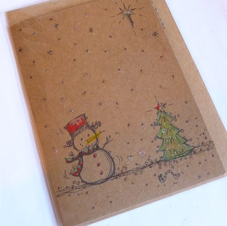 Hand Drawn Christmas Card - Folksy