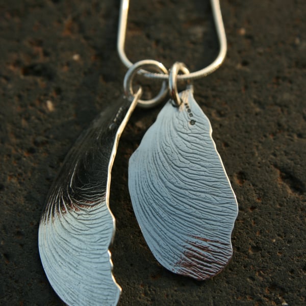 Double sycamore key pendant - Folksy