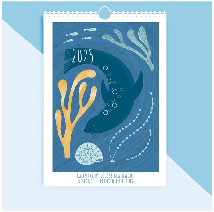 2025 Illustrated Coastal Desk Calendar - Folksy