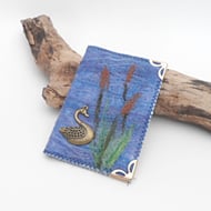 Bus pass holder, card wallet, felted with swan ... - Folksy