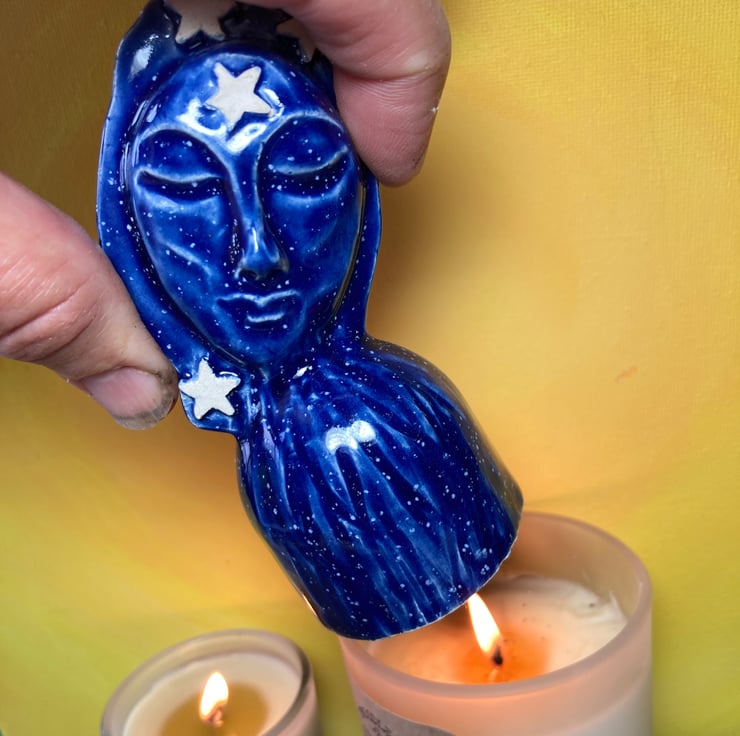 Large Moonlight Face candle snuffer - Folksy