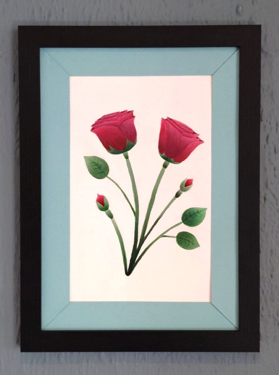 Genuine Made in UK Framed A3 Print Red Roses St... - Folksy