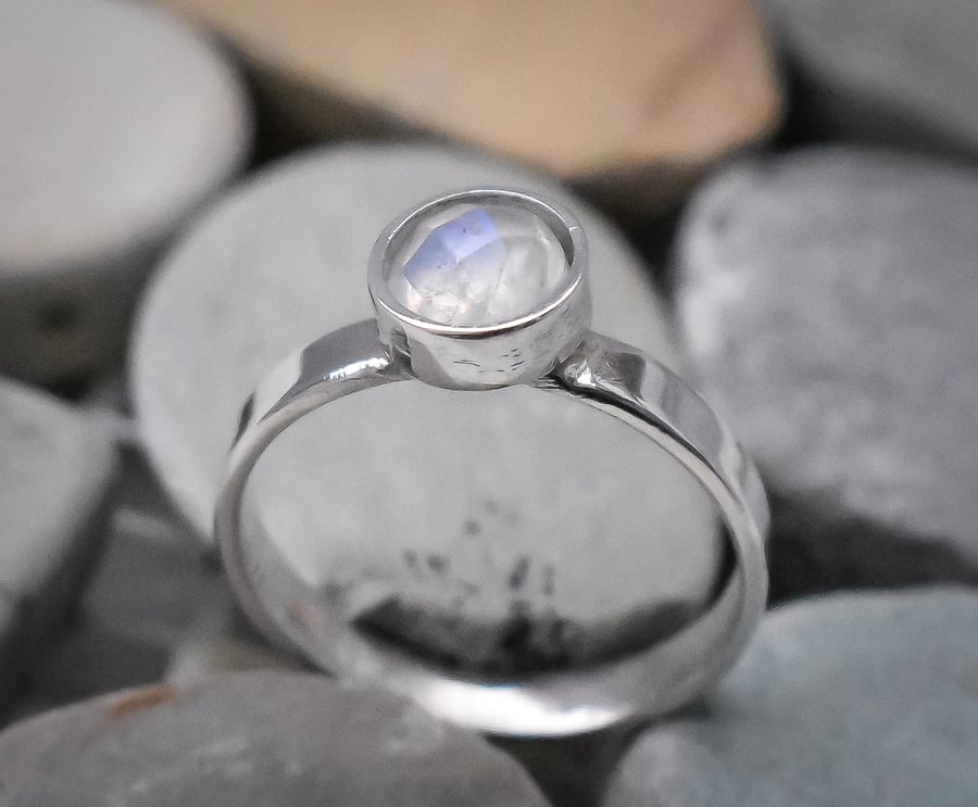 Moonstone Stacking Ring, Argentium (Sterling) S... - Folksy