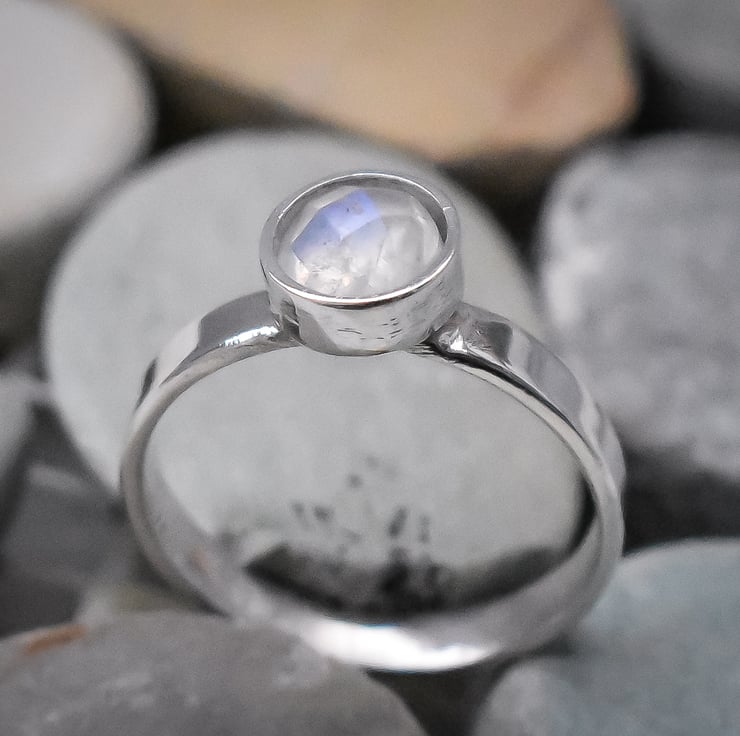 Moonstone Stacking Ring, Argentium (Sterling) S... - Folksy