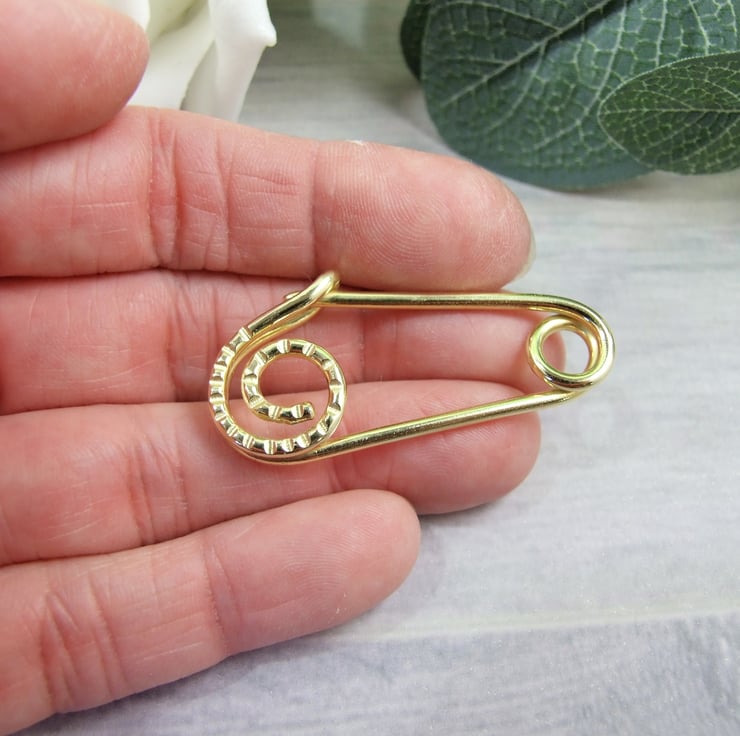 Small Shawl Pin. Handcrafted Brass Cloak Pin - Folksy