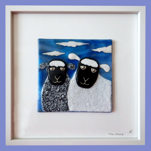 Handmade Fused Glass 'Sheep' Picture. - Folksy