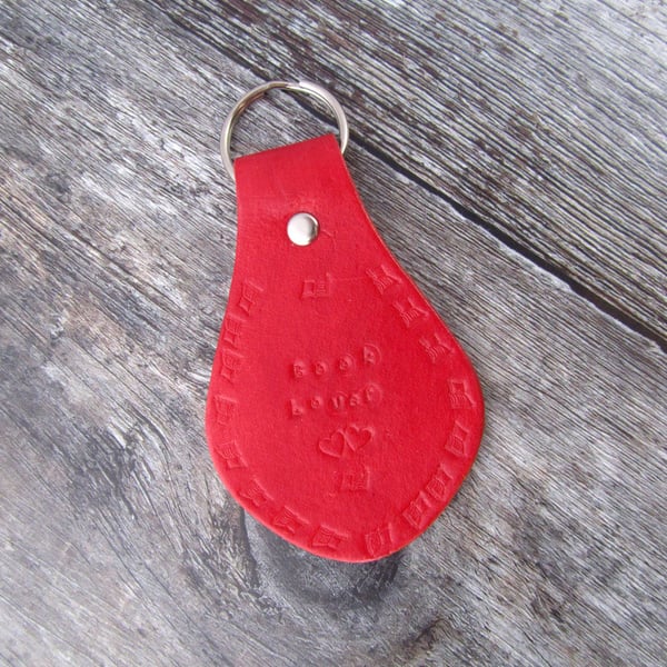 Book Lover Keyring, Red Leather Keyring - Folksy