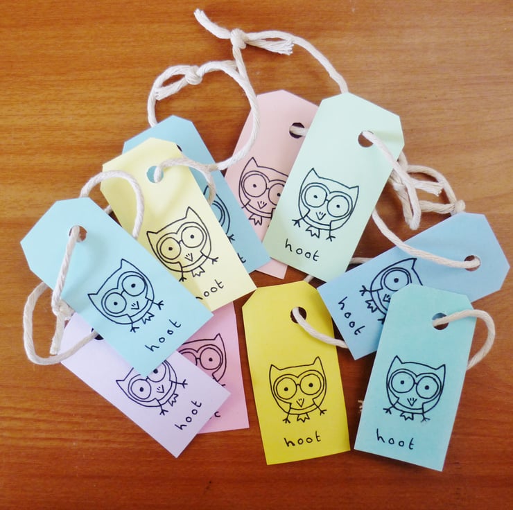 Tiny owl gift tags - set of ten - Folksy