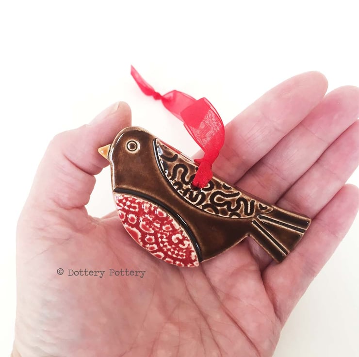 Ceramic Robin decoration Pottery robin pottery ... - Folksy