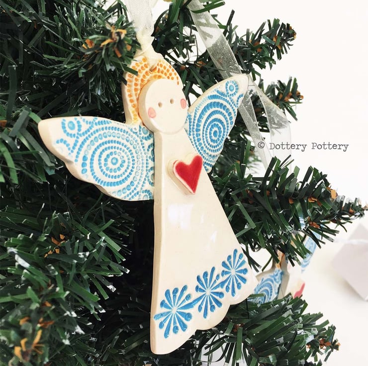 Ceramic Christmas Angel Pottery angel guardian ... - Folksy