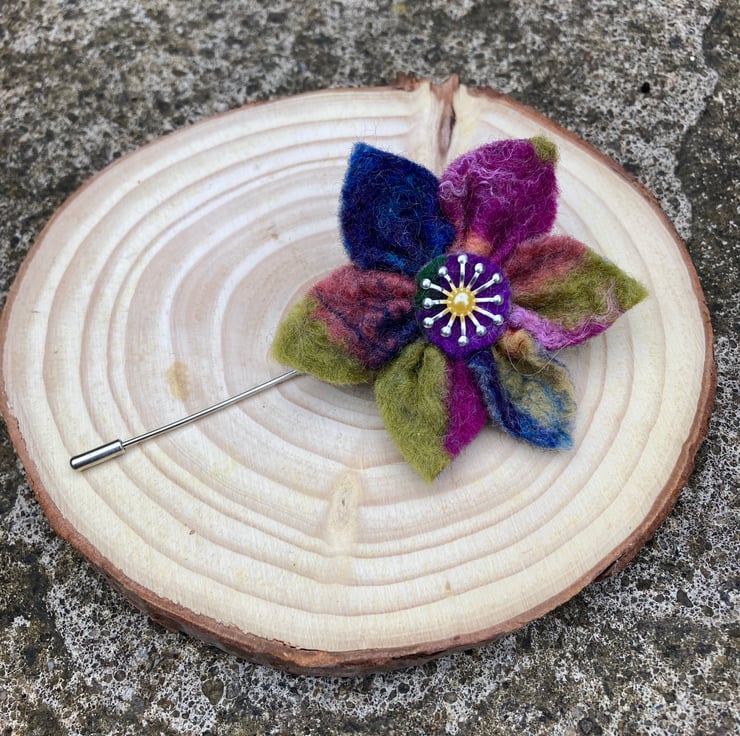 Flower scarf pin, shawl pin, brooch, hand made ... - Folksy