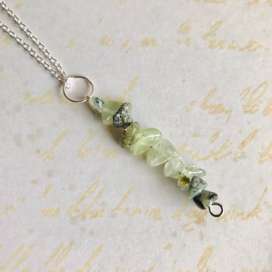 Beaded Gemstone Chip Pendant Necklace - Folksy