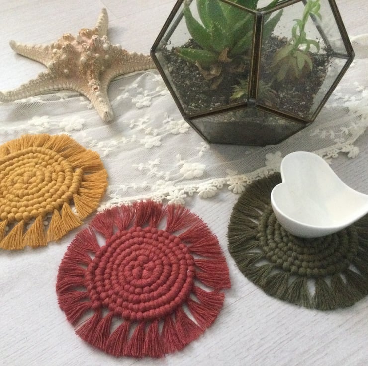 Stylish Handmade Macrame Coasters , boho decor,... - Folksy