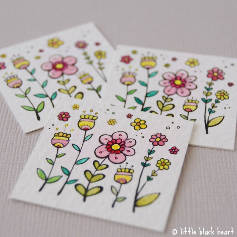 spring blooms and blossom - miniature artwork - Folksy