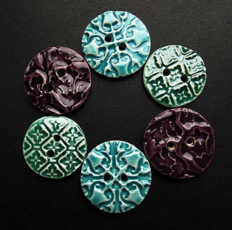 set of six large ceramic buttons - Folksy