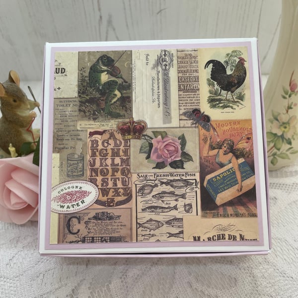 SALE - Vintage style gift box with card and ace... - Folksy