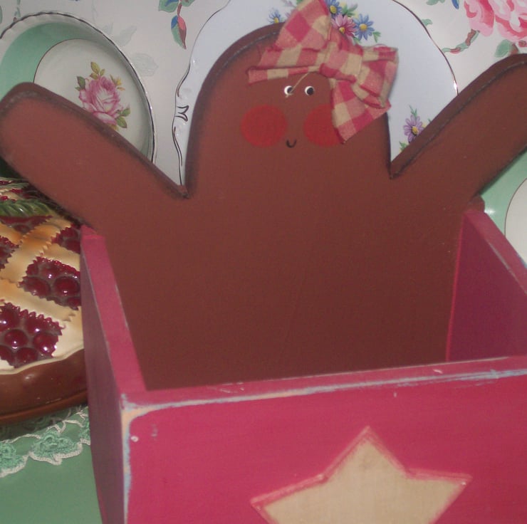 Wooden Rustic Christmas Gingerbread Storage Box - Folksy