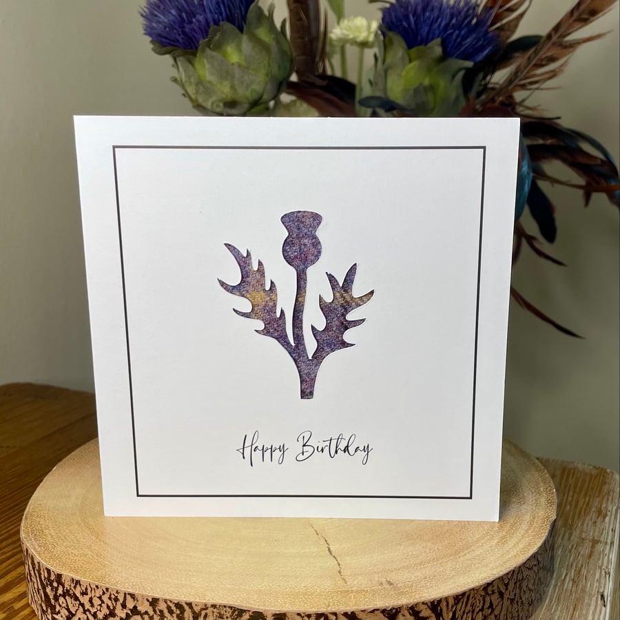 Harris Tweed Thistle card for Birthdays or Best... - Folksy