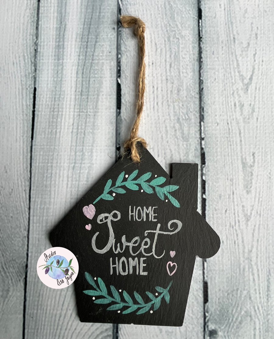 Hand Painted Slate Decoration Home Sweet Home - Folksy