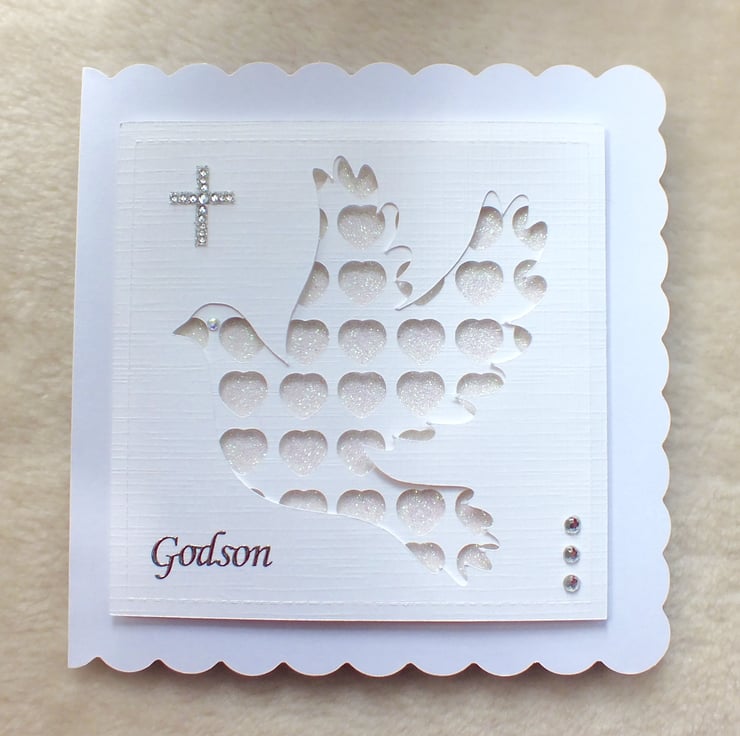 Luxury Handmade Godson Christening Card - Folksy