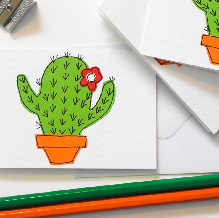 Note Cards Pack of 6, Cacti notecards Cards, Gr... - Folksy
