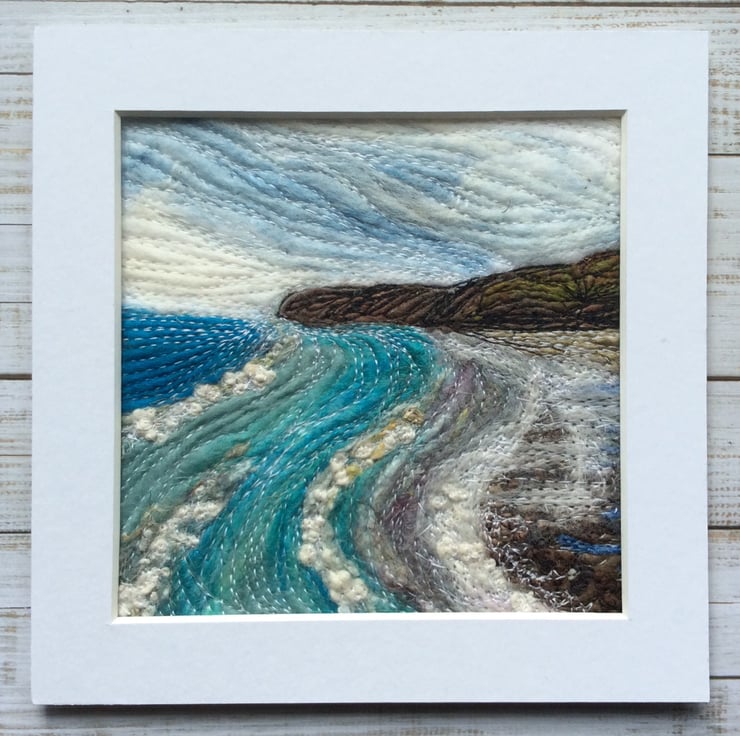 Embroidered needle felted seascape. - Folksy