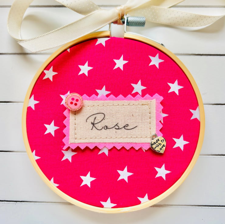 Personalised Star Embroidery Hoop - Name Keepsa... - Folksy