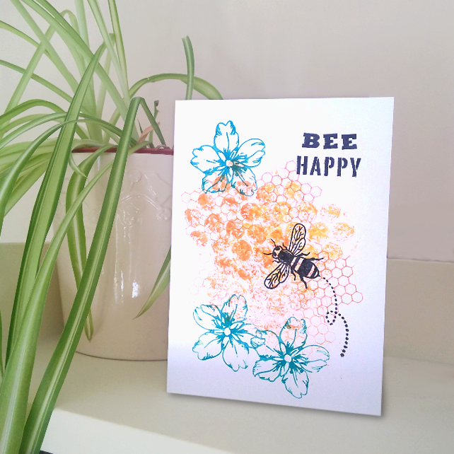Bee Happy, pack of 2 notecards, bees, honeycomb... - Folksy