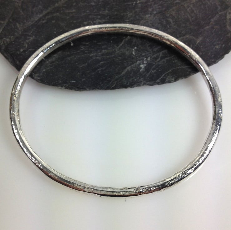 Silver Bangle oval bangle - Folksy