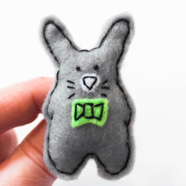 Cute grey rabbit in a bow tie Easter gift, Bunn... - Folksy