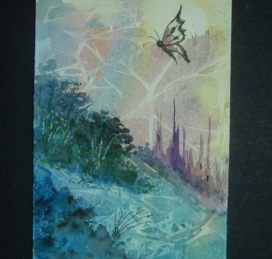 fantasy watercolour landscape aceo ref 372 - Folksy