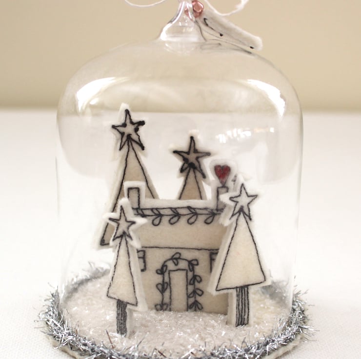 'Home for Christmas' - Glass Dome Decoration - Folksy