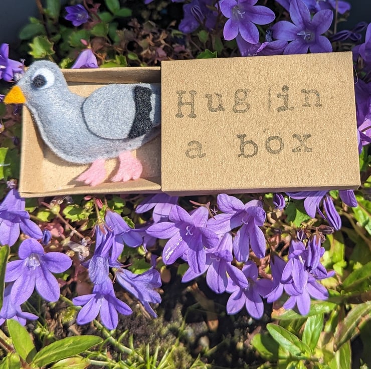 Pigeon, hug in a box, felt pigeon, handmade pig... - Folksy