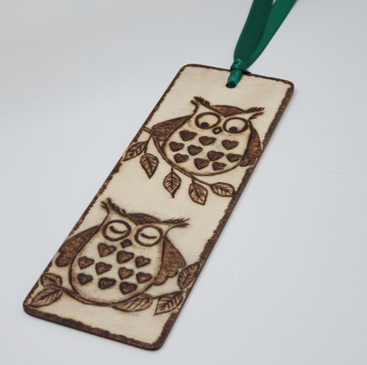 Owl bookmark, cute owls wooden bookmark, pyrogr... - Folksy