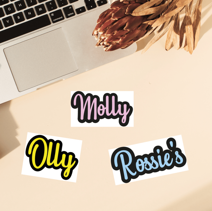 Layered Personalised Name Sticker Customisable ... - Folksy Layered Personalised Name Sticker Customisable ... - Folksy