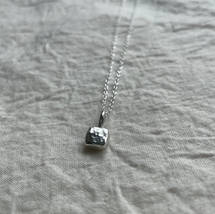 Tiny Square Necklace - Recycled Sterling and Fi... - Folksy