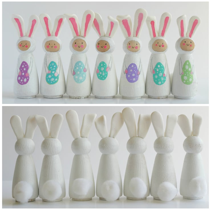 Easter Bunny Peg Dolls - Folksy