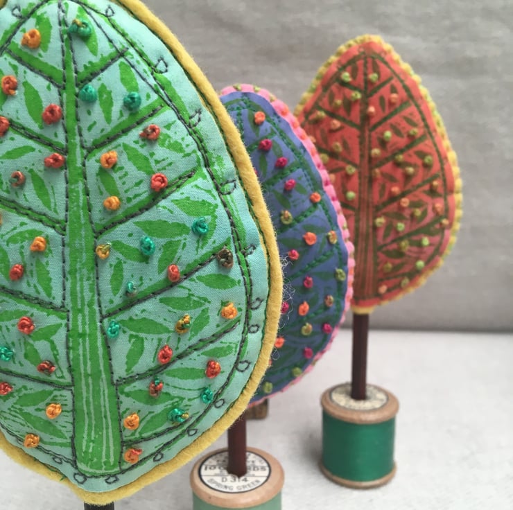 Spring tree - pink with green bobbin - Folksy