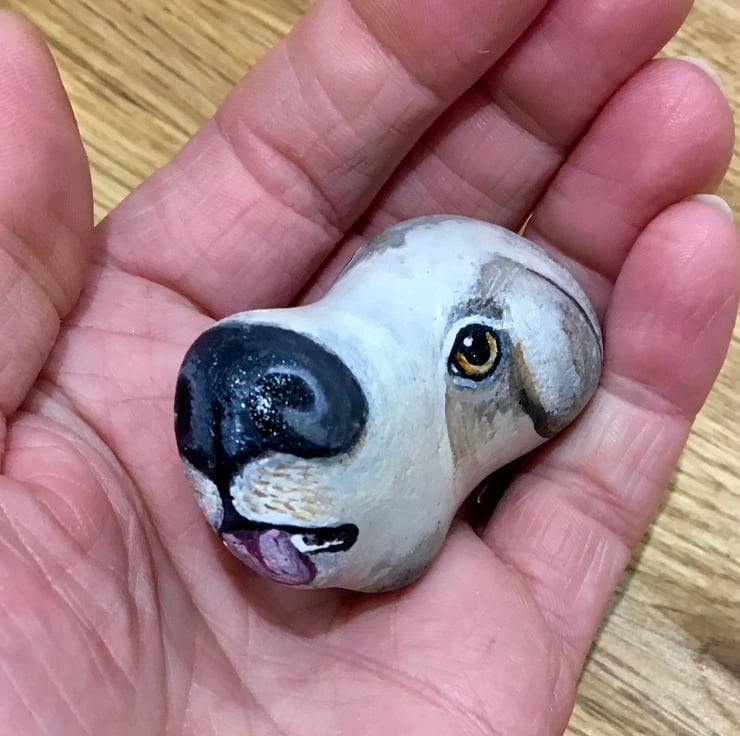 Dog shaped rock stone painting pet gift pebble - Folksy