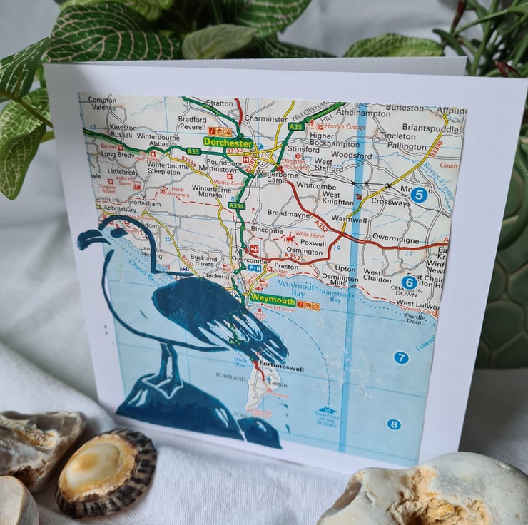 Dorset Weymouth Dorchester Portland map card co... - Folksy