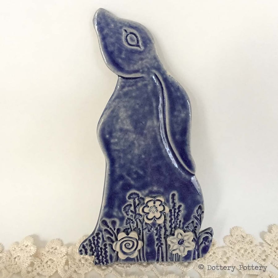 Ceramic Moon Gazing Hare Pottery Hare decoratio... - Folksy