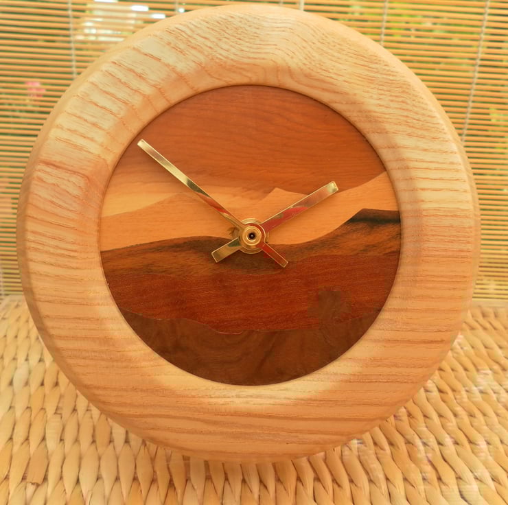 Clock, Hand Cut Wood Veneered Face and Lathe Tu... - Folksy
